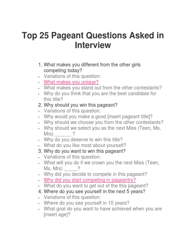 Top 25 Pageant Questions Asked in Interview | PDF | News