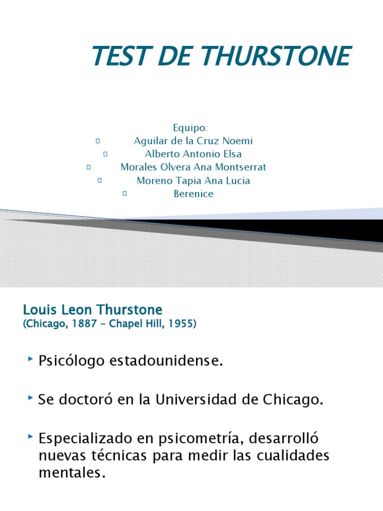 Exposicion de Thurstone | PDF | Inteligencia | Cognición