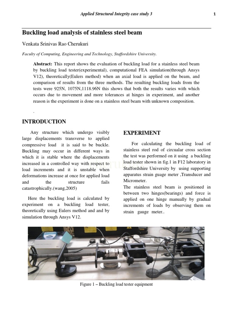Buckling Load Analysis | PDF | Buckling | Beam (Structure)