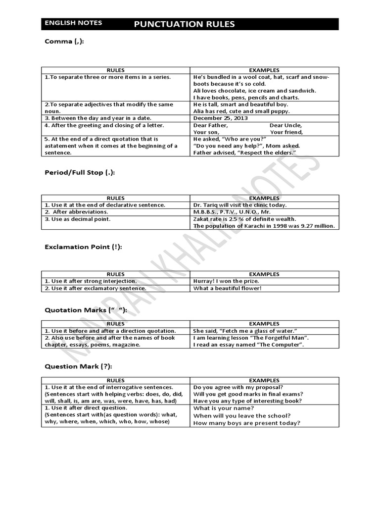 Essential English Punctuation Rules | PDF | Punctuation | Human ...