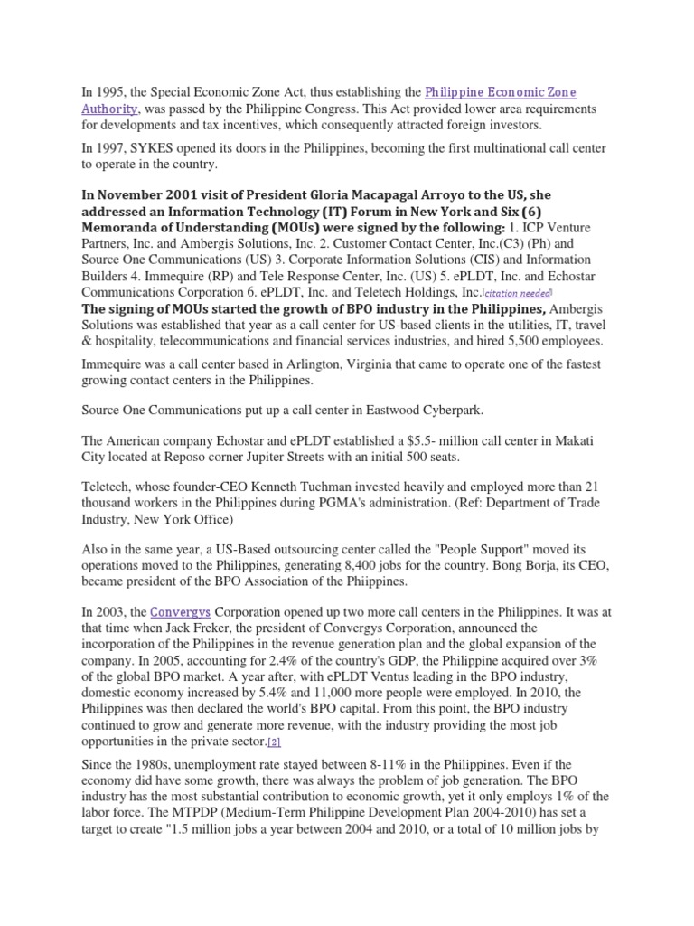 The Growth of the Business Process Outsourcing Industry in the ...