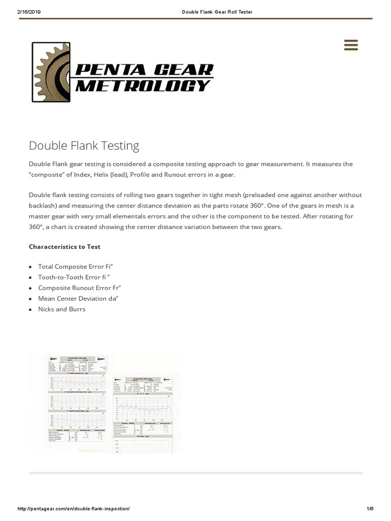 Double Flank Gear Roll Tester | PDF | Gear | Computing