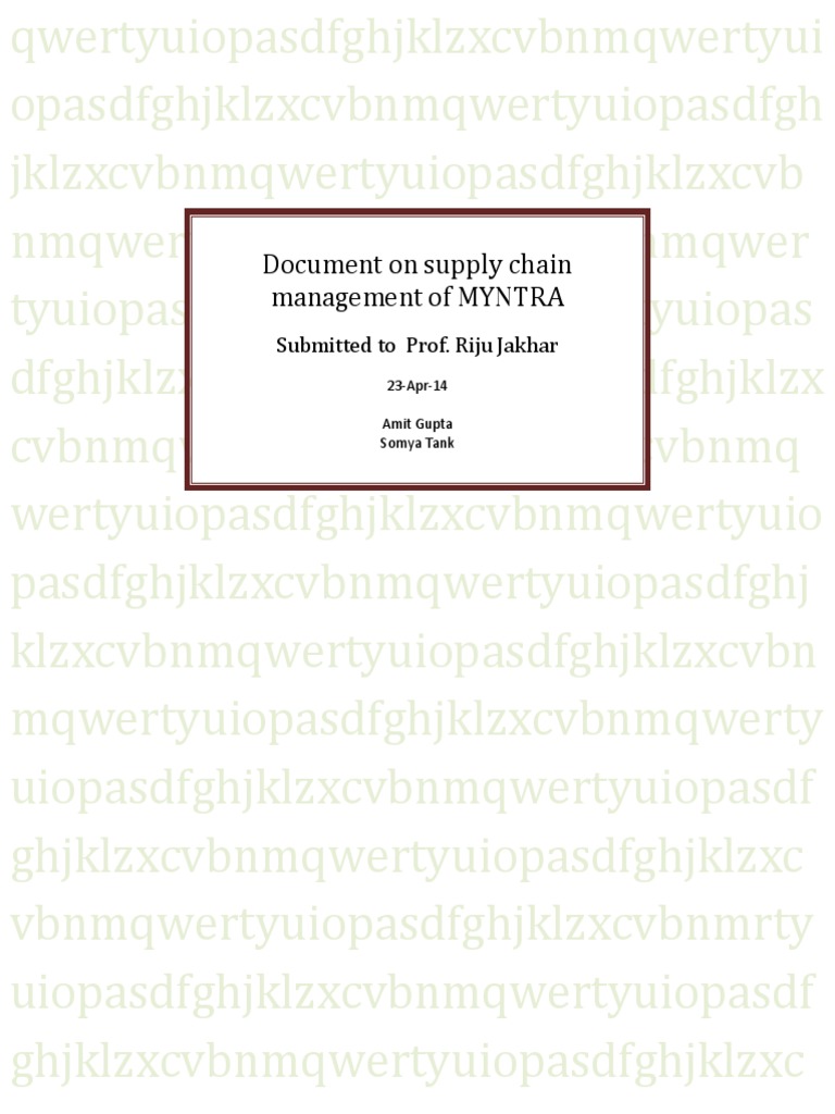 Document On Supply Chain Management of MYNTRA | PDF | Retail | Logistics