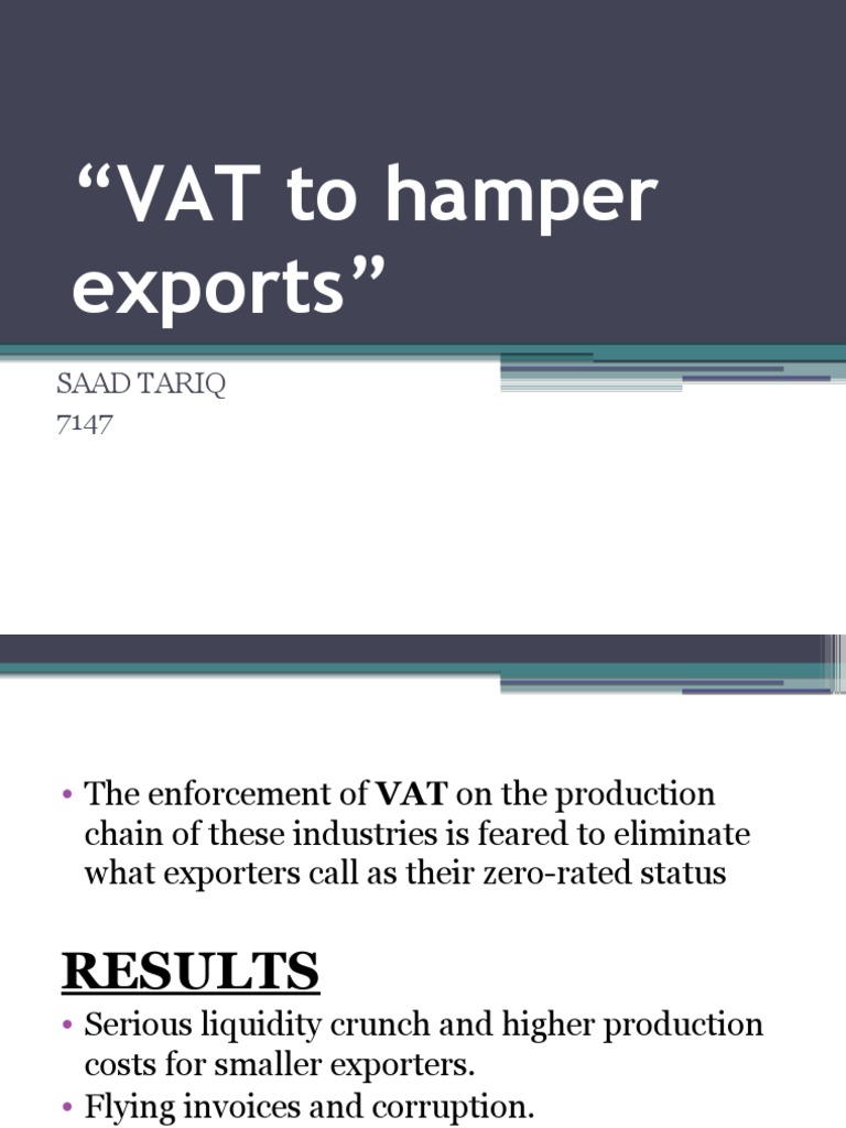 VAT Impact on Pakistan's Exports | PDF | Value Added Tax | Taxes