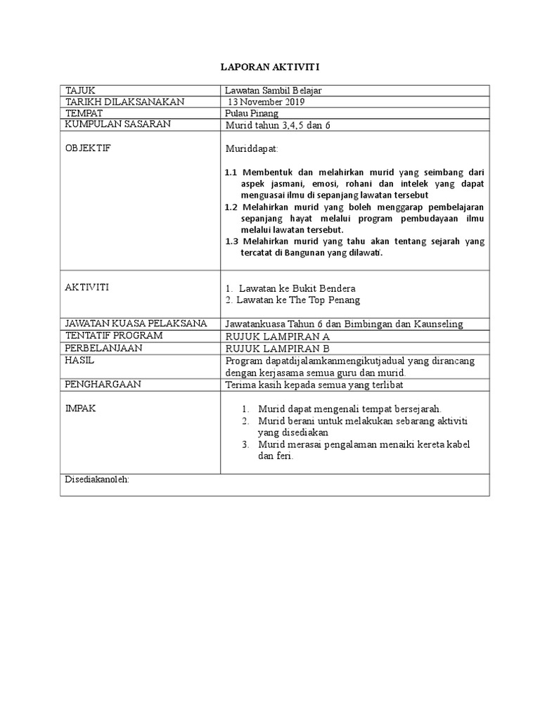 Laporan Lawatan | PDF