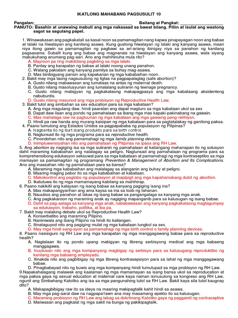 Reviewer Grade 10 3rd Grading | PDF