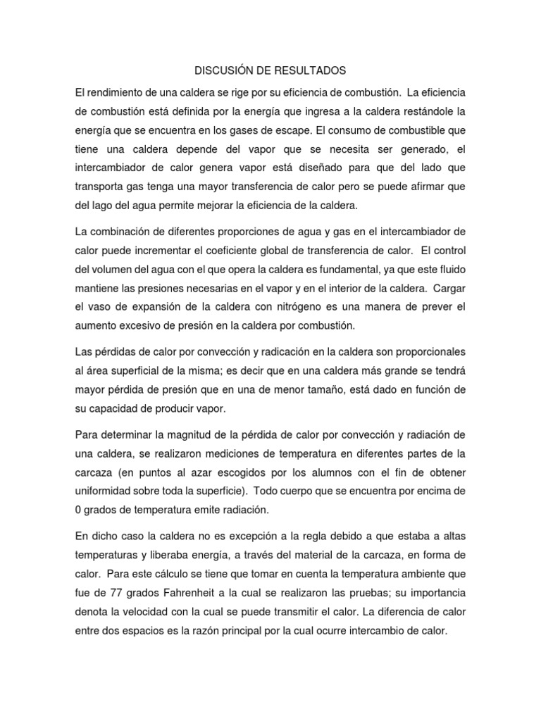 Discusion de Resultados Lab | PDF | Calor | Combustión