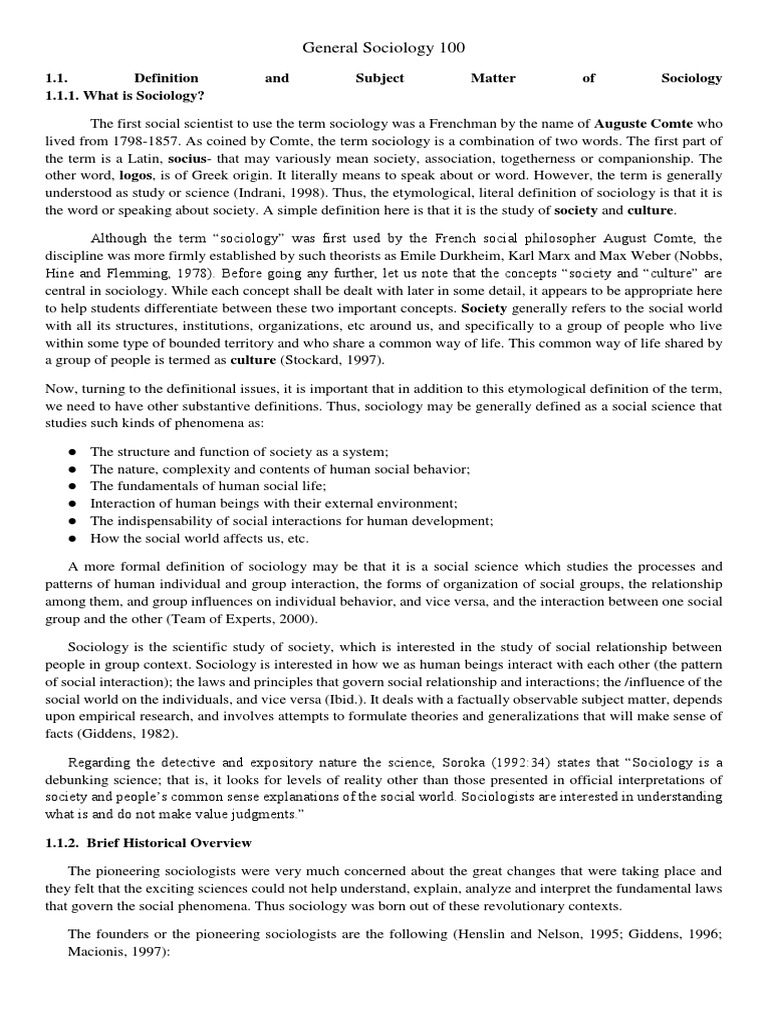 General Sociology 100 | PDF | Sociology | Social Conflict