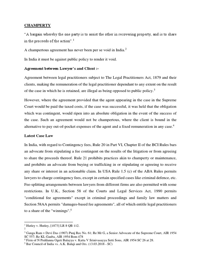 Champerty | PDF | Lawyer | Advocate