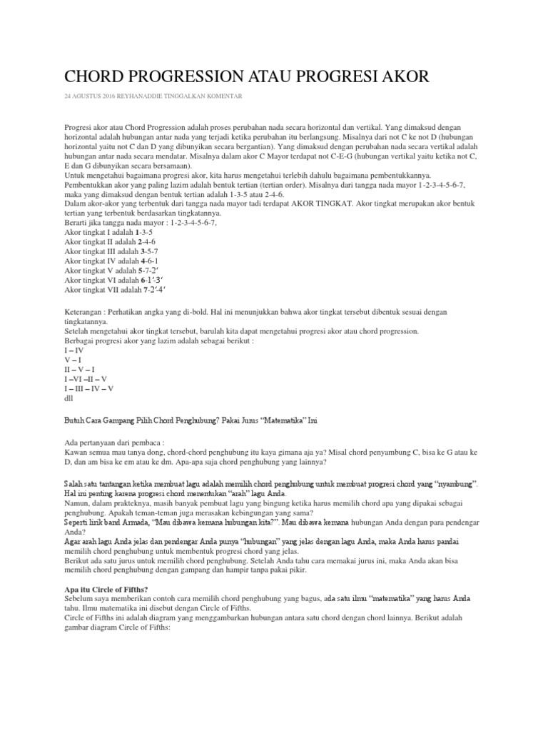 Chord Progression Atau Progresi Akor | PDF | Seni & Disiplin Bahasa | Metode & Bahan Ajar