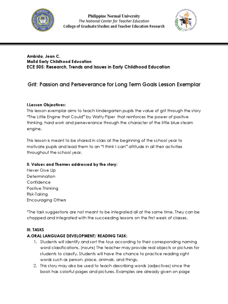 Grit Lesson Exemplar | PDF | Reading Comprehension | Teachers