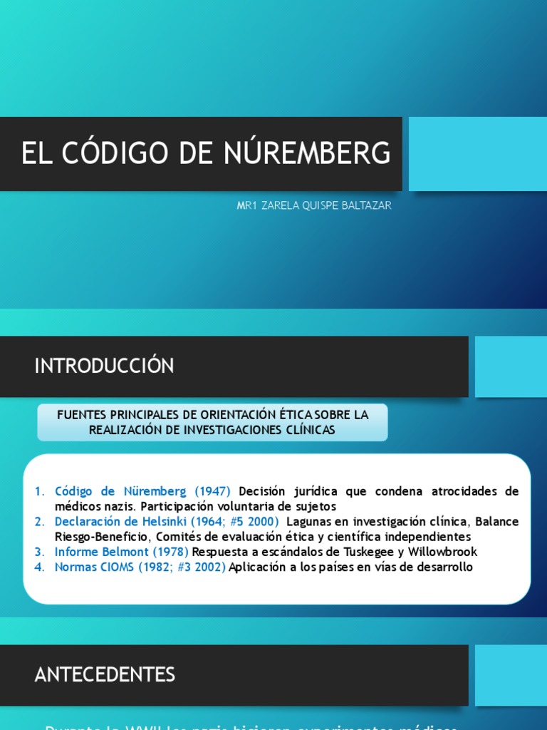El Código de Núremberg | PDF | Consentimiento informado | Etica Aplicada