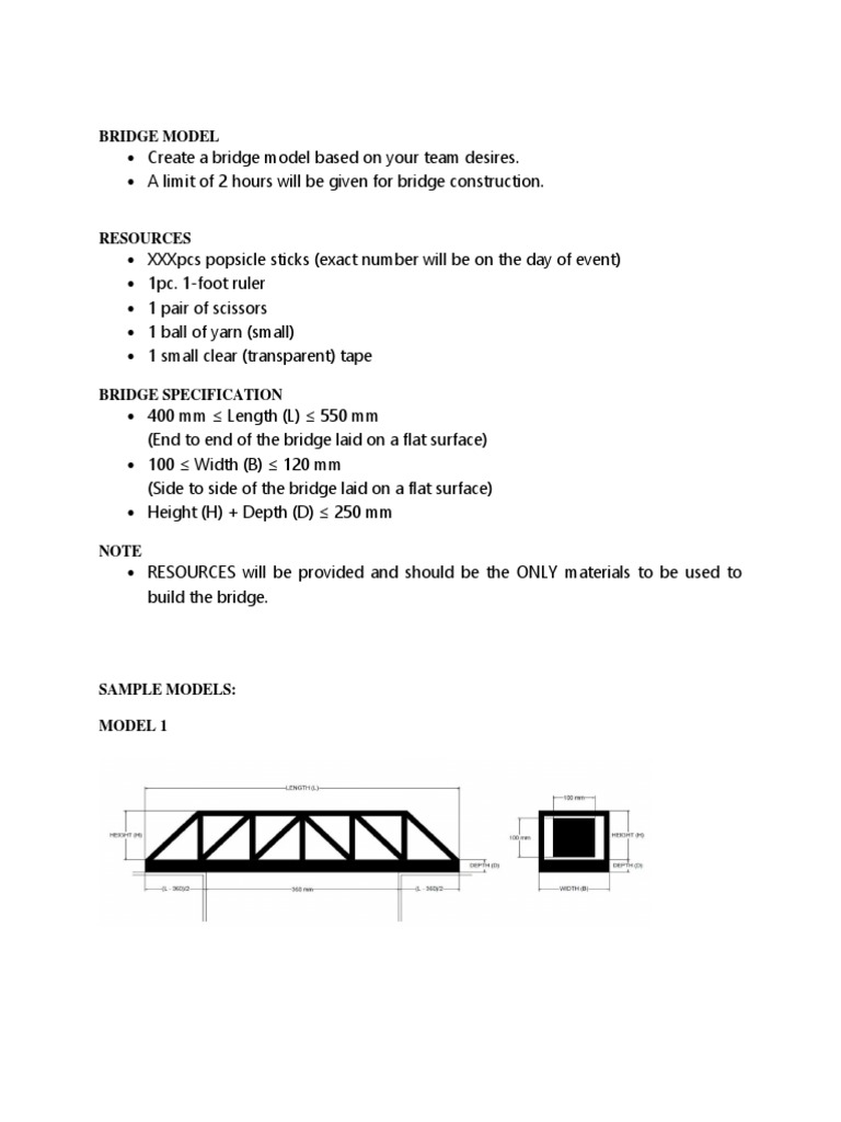 Bridge Building Contest Guidelines | PDF | Teaching Methods & Materials