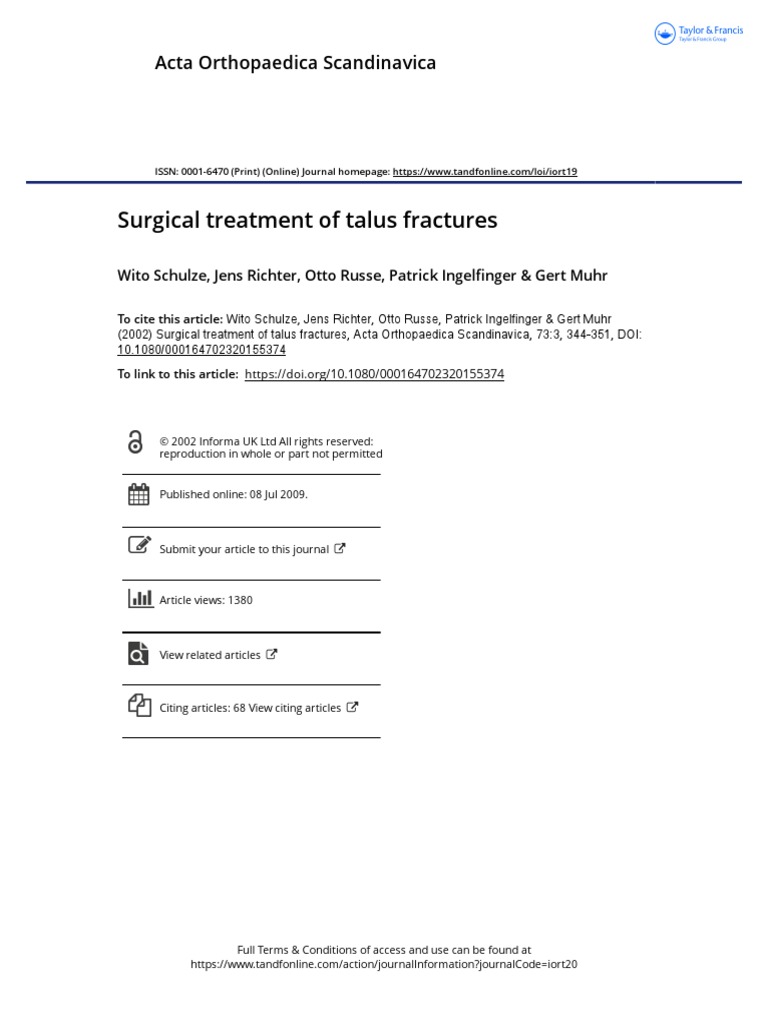Surgical Treatment of Talus Fractures PDF | PDF | Ankle | Surgical ...