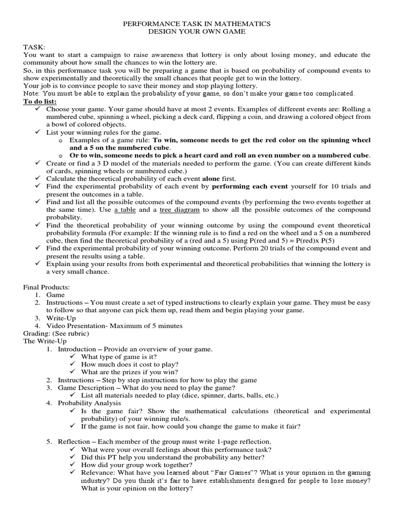 Lottery Probability Game Design | PDF | Lottery | Probability