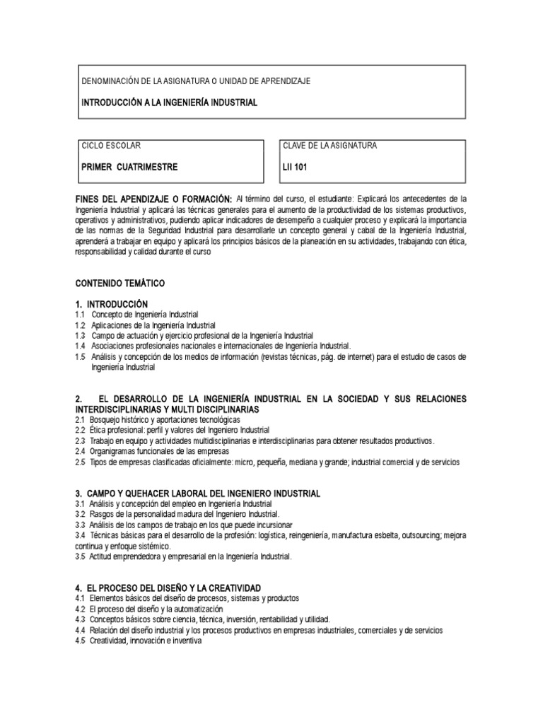 101 Introduccion A La Ingenieria Industrial Pdf Ingeniería
