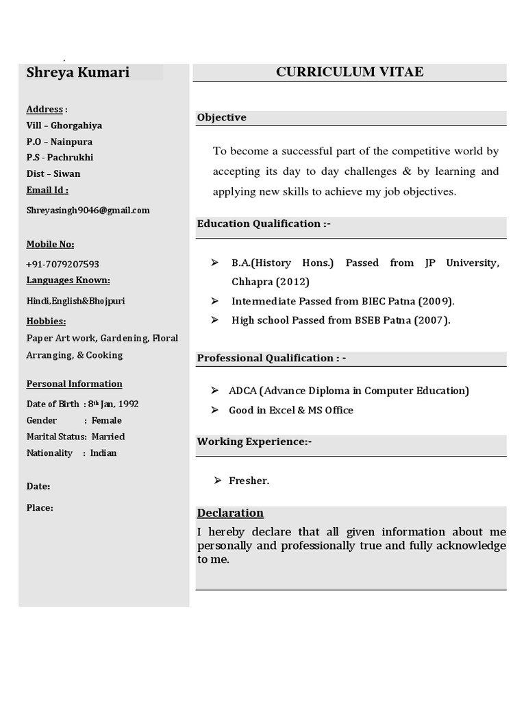Shreya Resume | PDF