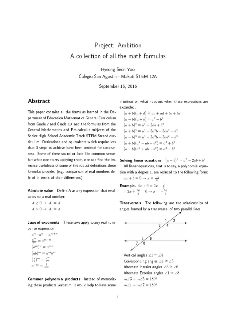 Math Formulas (Project Ambition) | PDF | Triangle | Trigonometric Functions