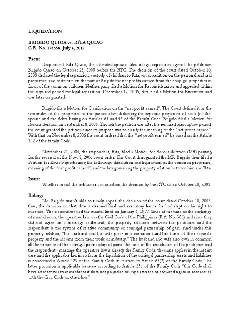 4.3 Quiao vs. Quiao | PDF | Marriage | Liquidation