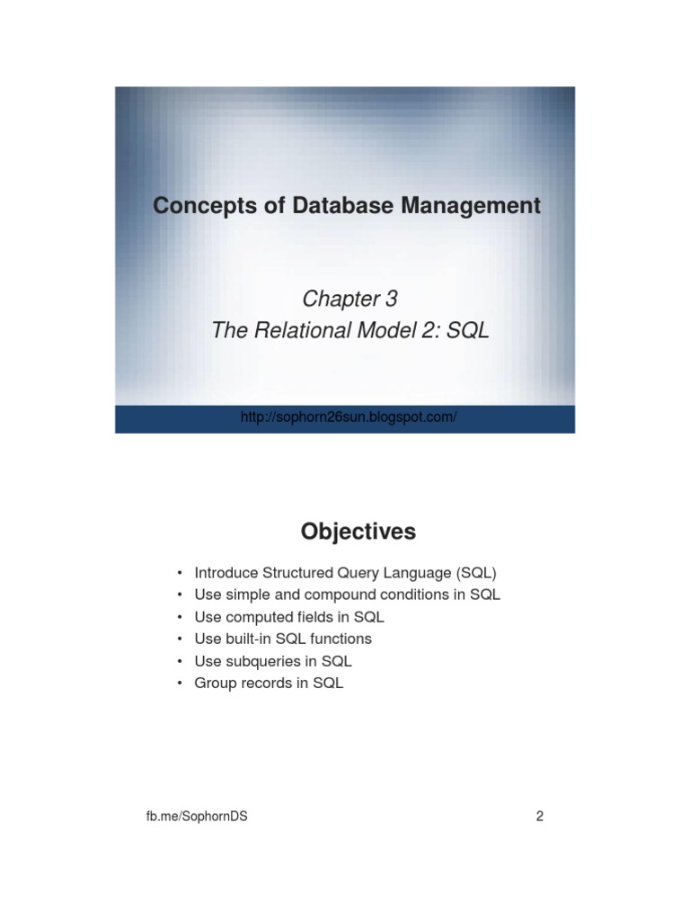 ch03 - DS - The Relational Model 2 - SQL | PDF | Databases | My Sql