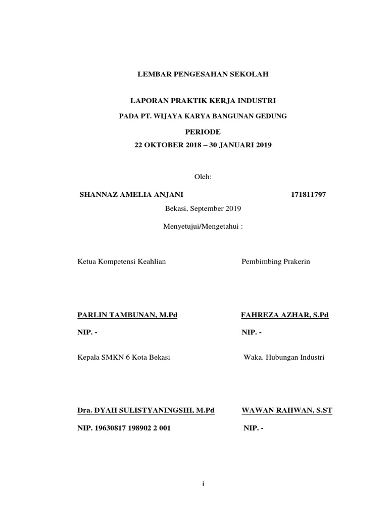 Lembar Pengesahan Laporan PKL | PDF