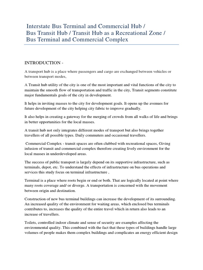 Interstate Bus Terminal and Commercial Hub | Download Free PDF | Public ...