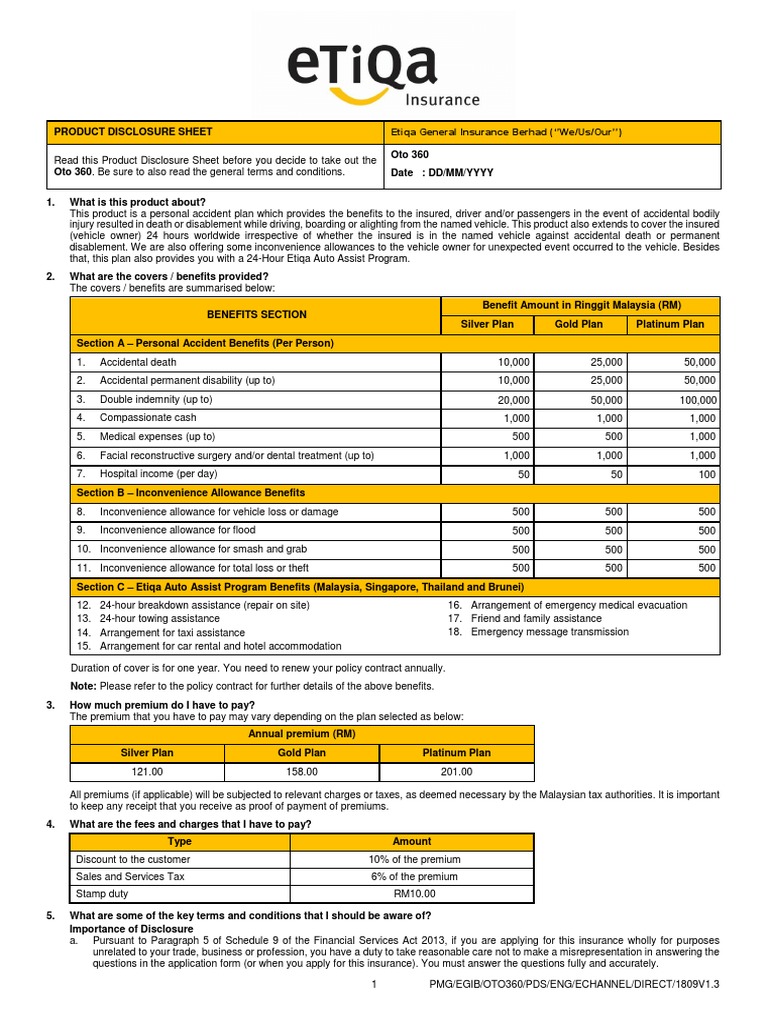 Product Disclosure Sheet, 0 | PDF | Insurance | Taxes