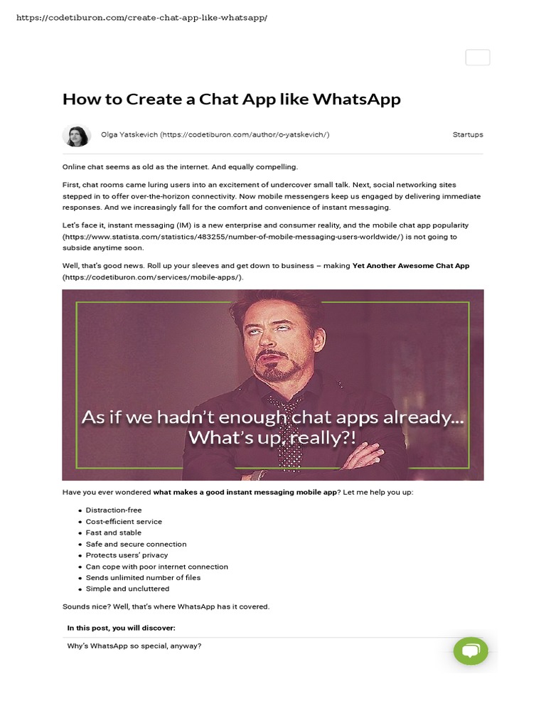 How To Create A Chat App Like WhatsApp-Codetiburon | PDF | Instant ...