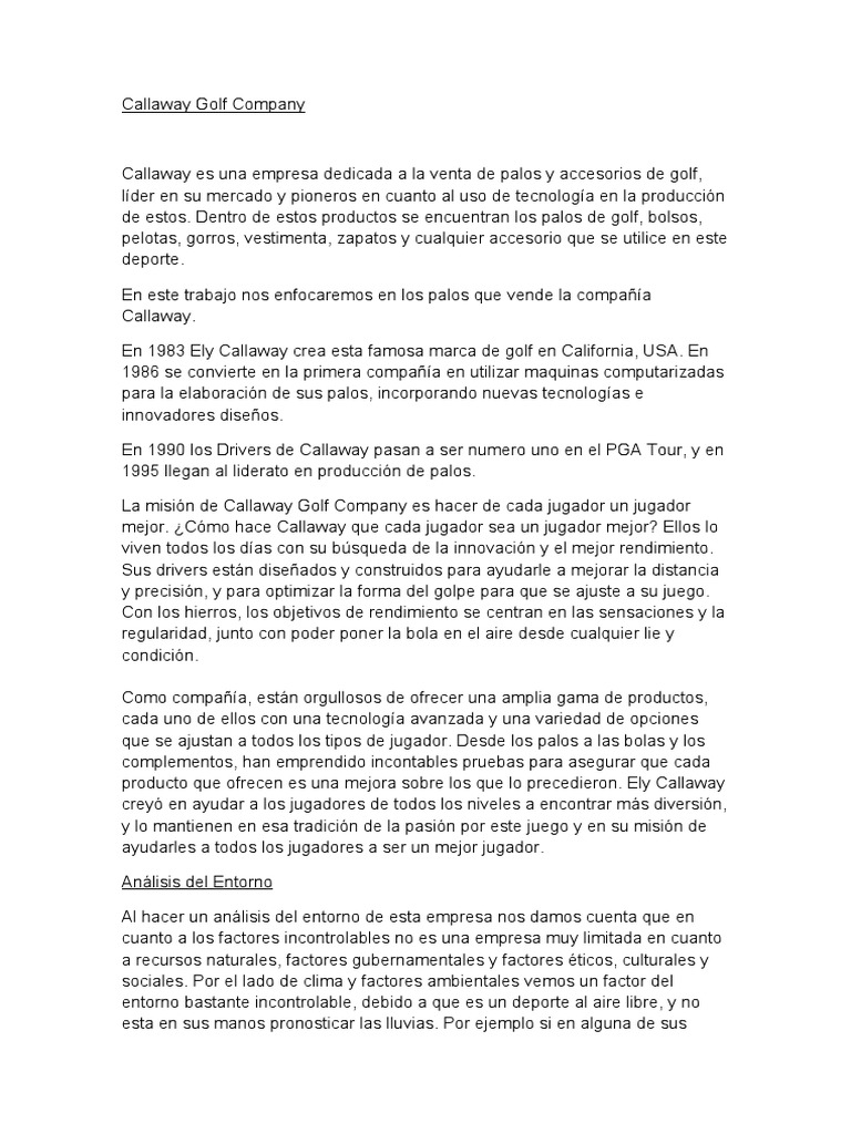 Análisis de Callaway Golf Company | PDF | Marca | Marketing