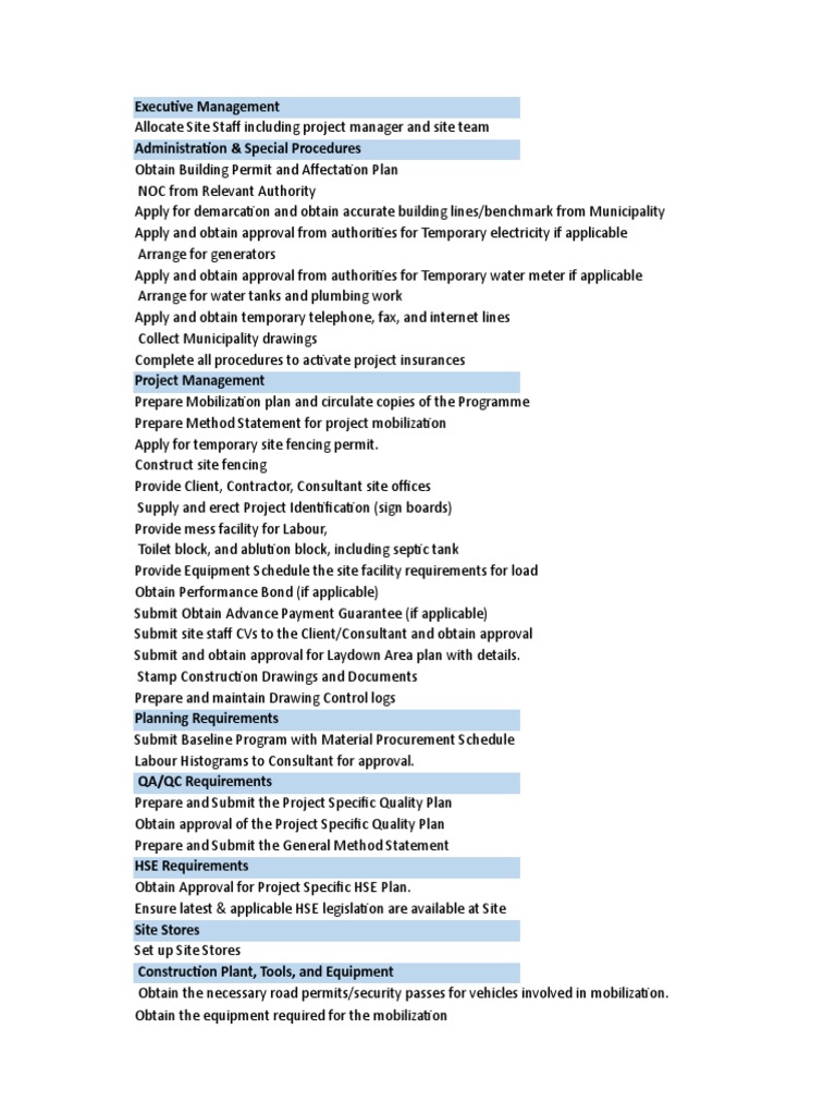Mobilization Plan Template | PDF