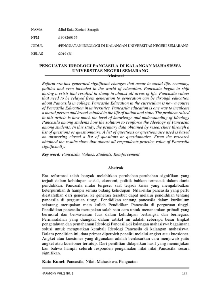 MHD Raka Zaelani Saragih (1908260155) JURNAL PENDIDIKAN KEWARNEGARAAN - KELAS B1 | PDF