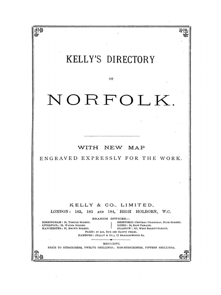 Kelly's Directory Norfolk 1896 | PDF | Leisure