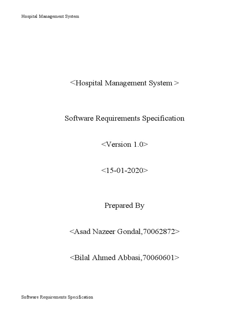SRS Document of Hospital Management System | PDF | Computer Network ...