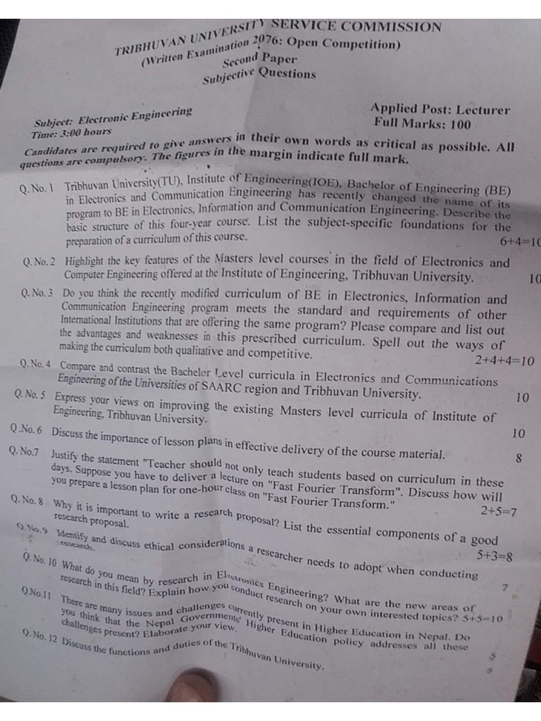 TU Service - Questions | PDF