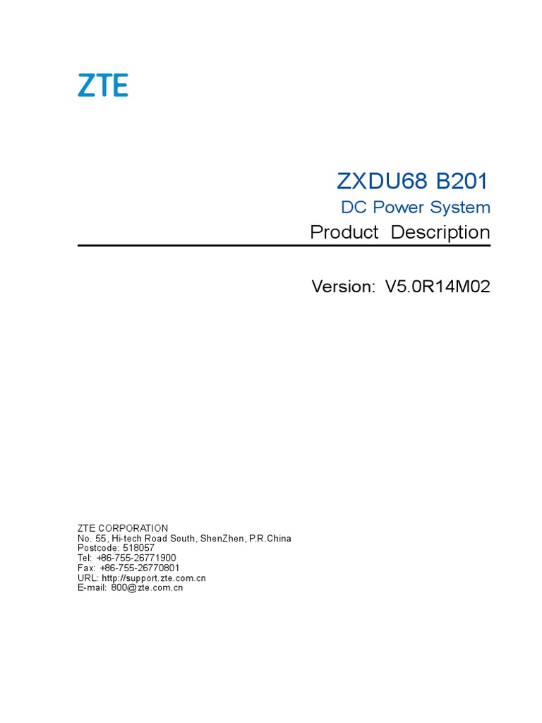 ZXDU68 B201 (V5.0R14M02) Datasheet | PDF | Rectifier | Alternating Current