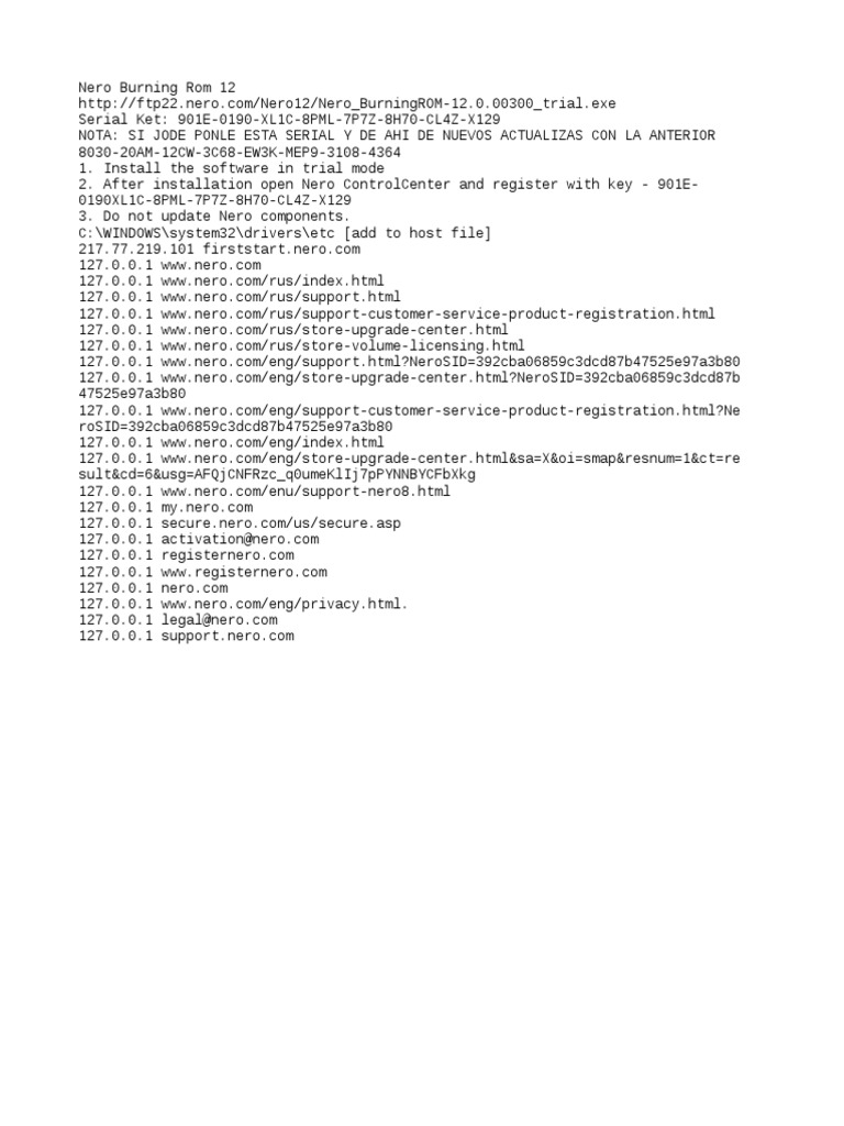 Nero Burning ROM Serial Key | PDF