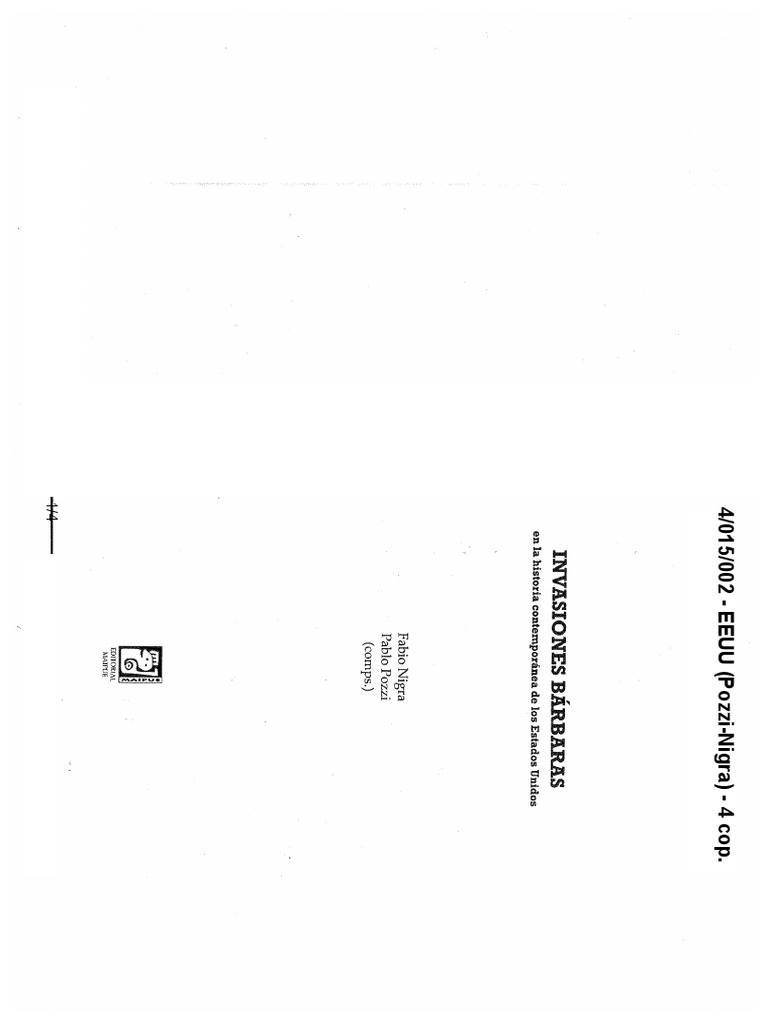 POZZI, NIGRA (Comps.) - Invasiones Bárbaras en La Historia Contemporánea de Los EEUU pp11-13 PDF ...