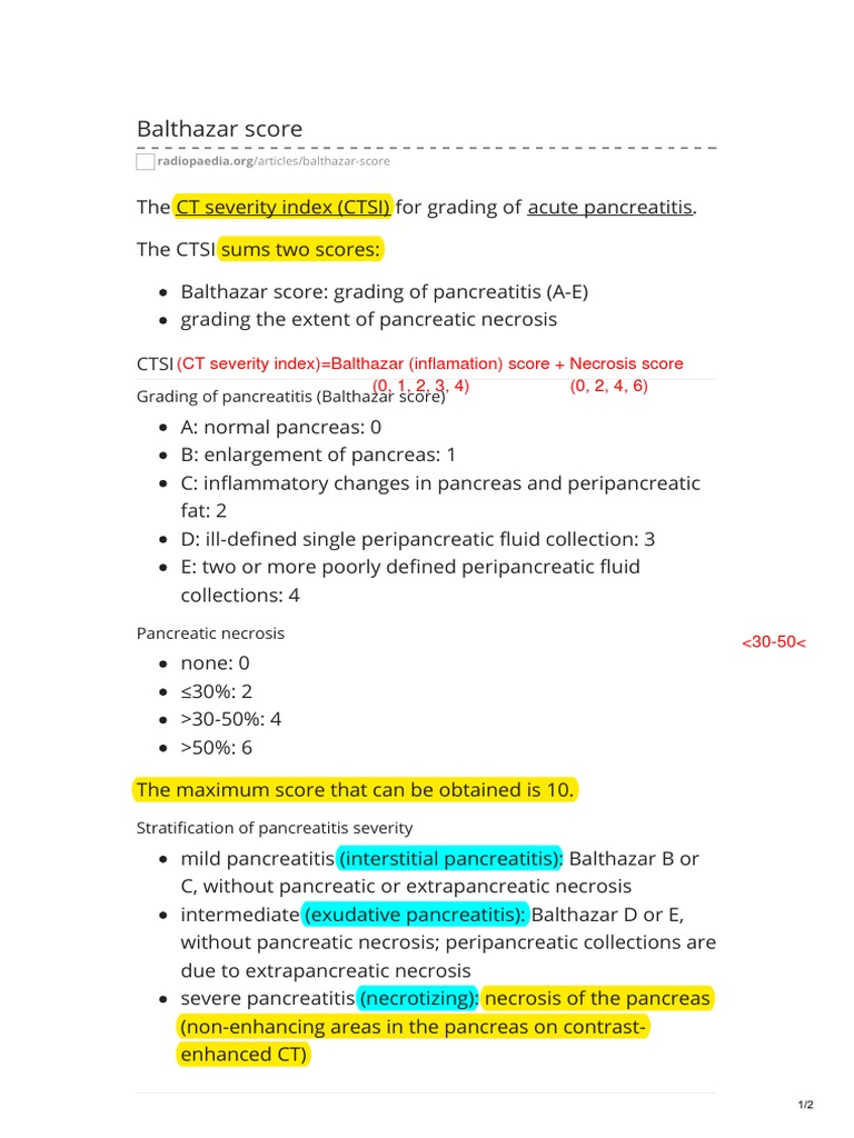 Balthazar Score | PDF