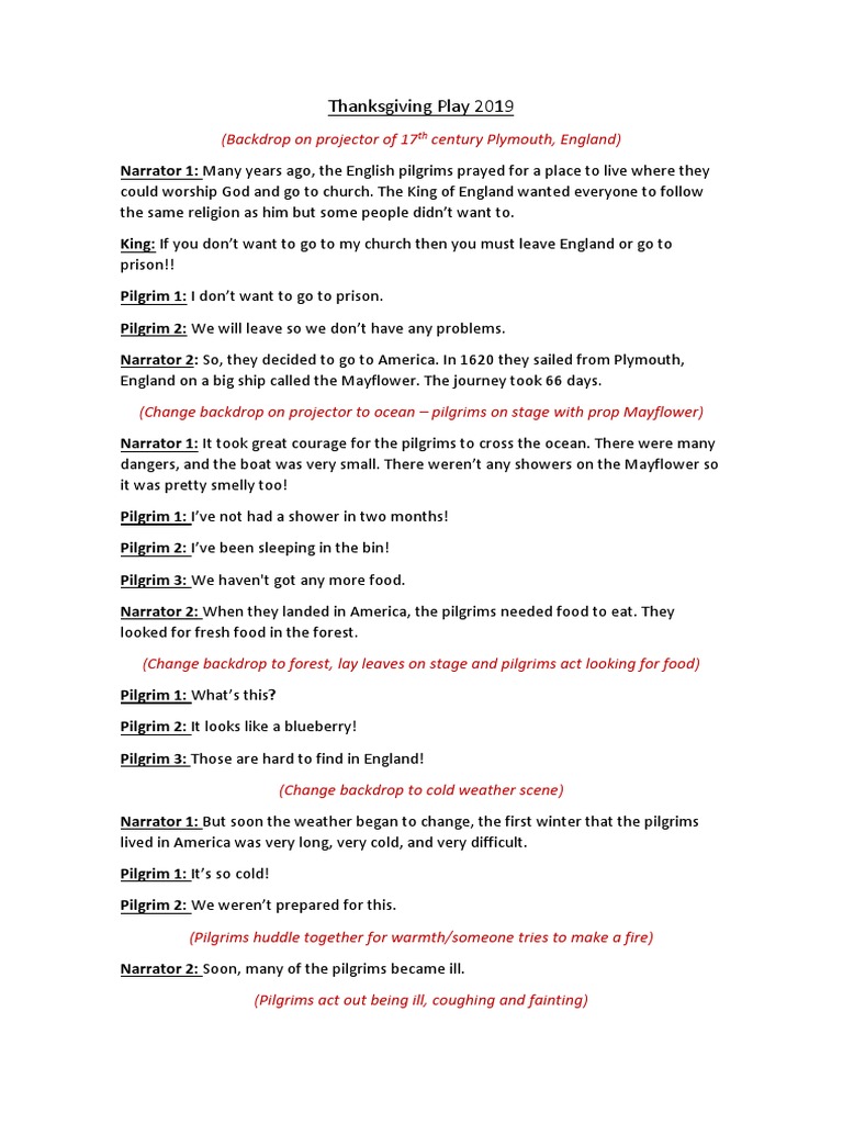 Thanksgiving Play 2019 | PDF | Plymouth Colony | Thanksgiving