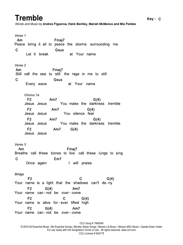 Tremble - SongSelect Chart in C PDF | PDF