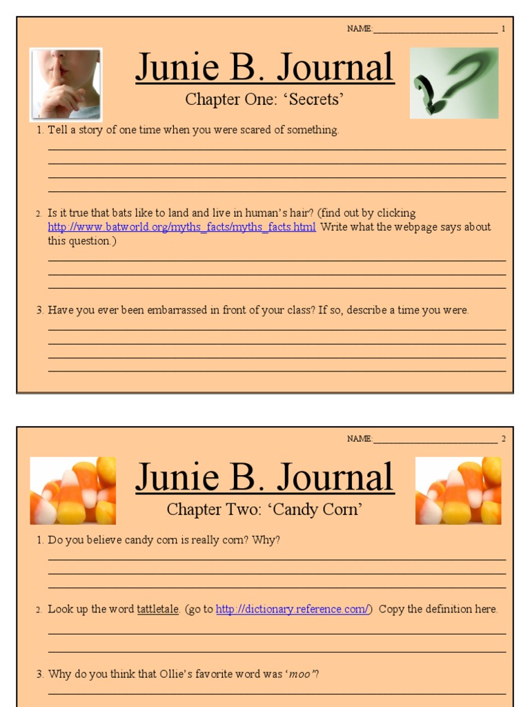 Junie B. Jones Journal Activities | PDF