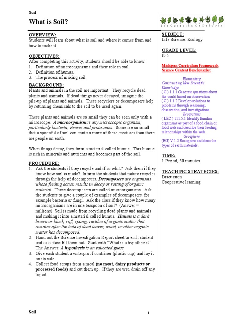 Soil Experiments for K-5 Teachers | PDF | Organic Matter | Soil