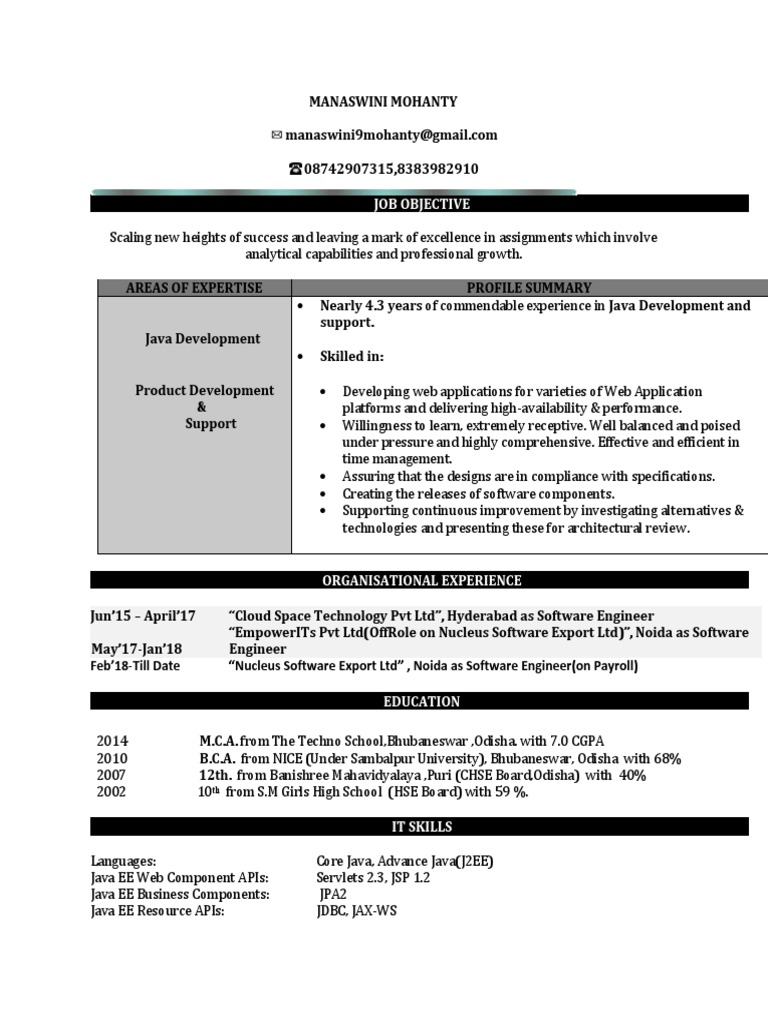 Manaswini UpdatedResume | PDF | Java Server Pages | Ajax (Programming)