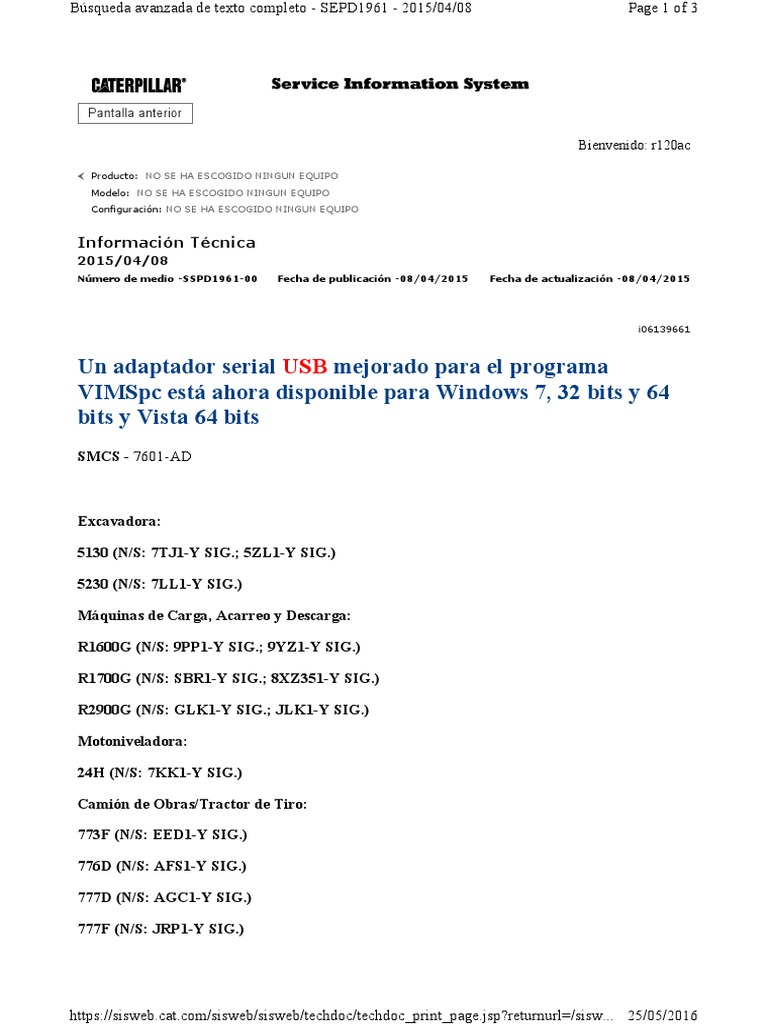 Cable USB para VIMS | PDF | Windows Vista | Windows 7