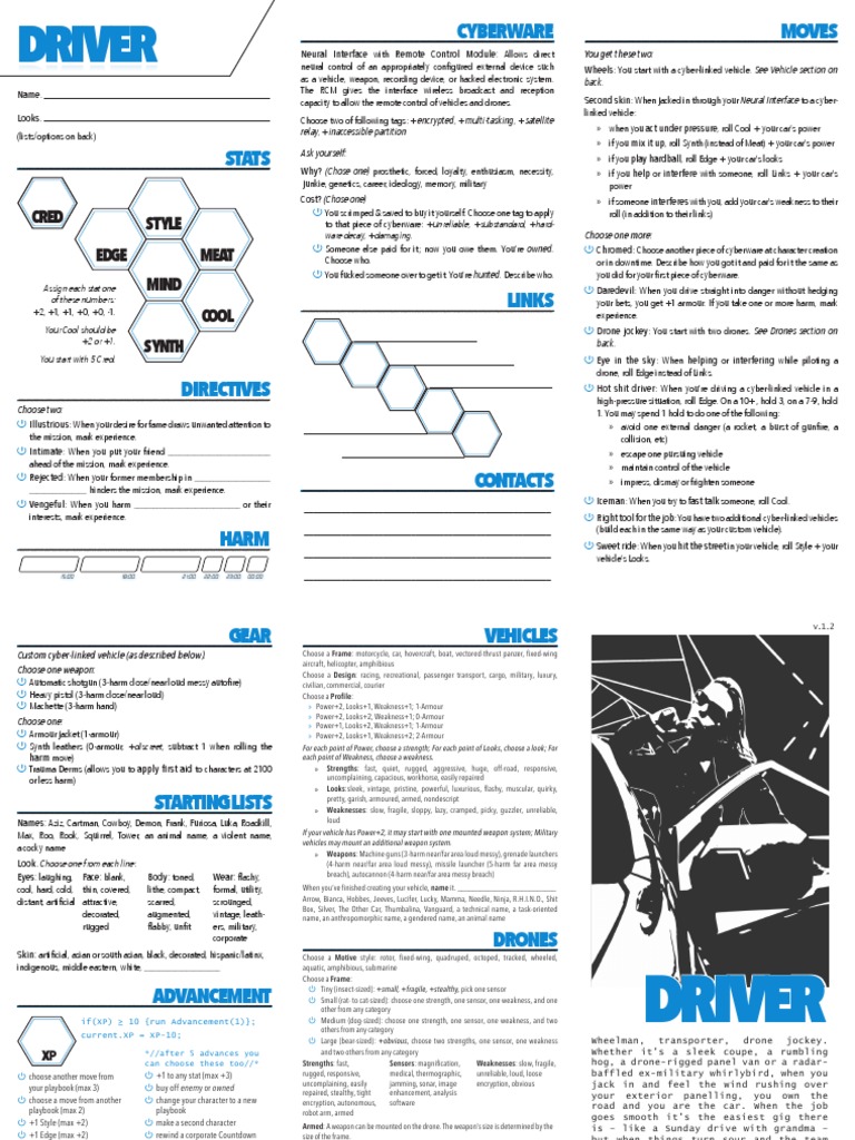 Sprawl Playbooks (Character Sheet) | PDF