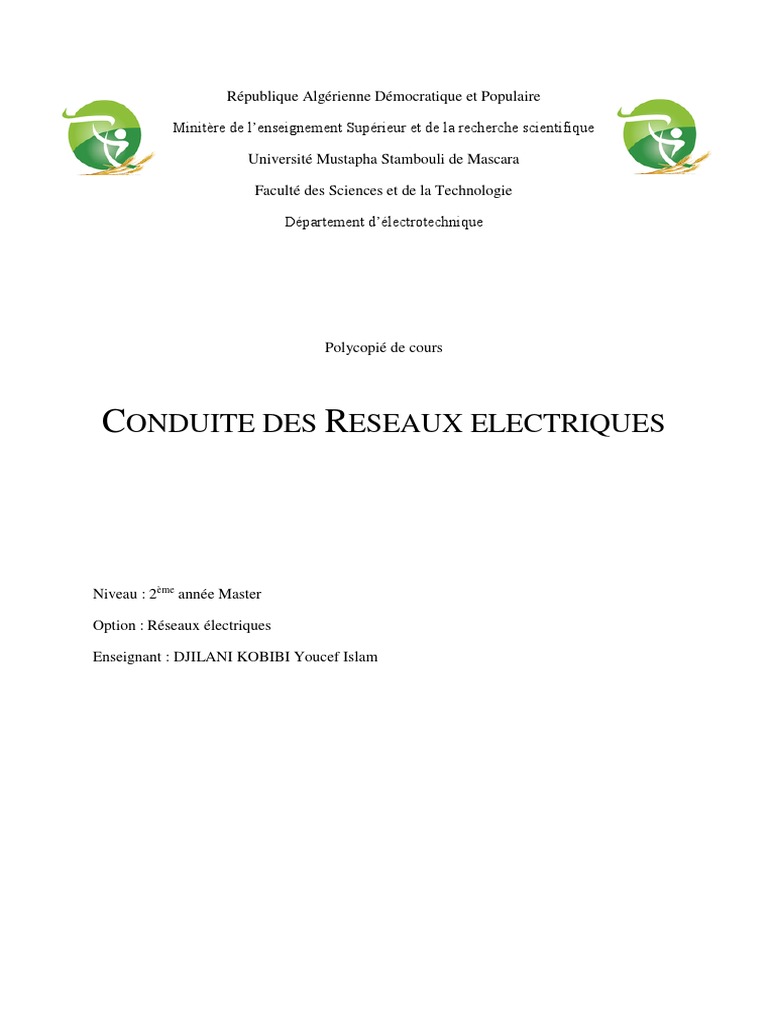 Conduite Des Réseaux Électriques | PDF | Réseau électrique | Courant ...