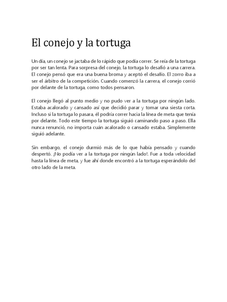El Conejo y La Tortuga | PDF