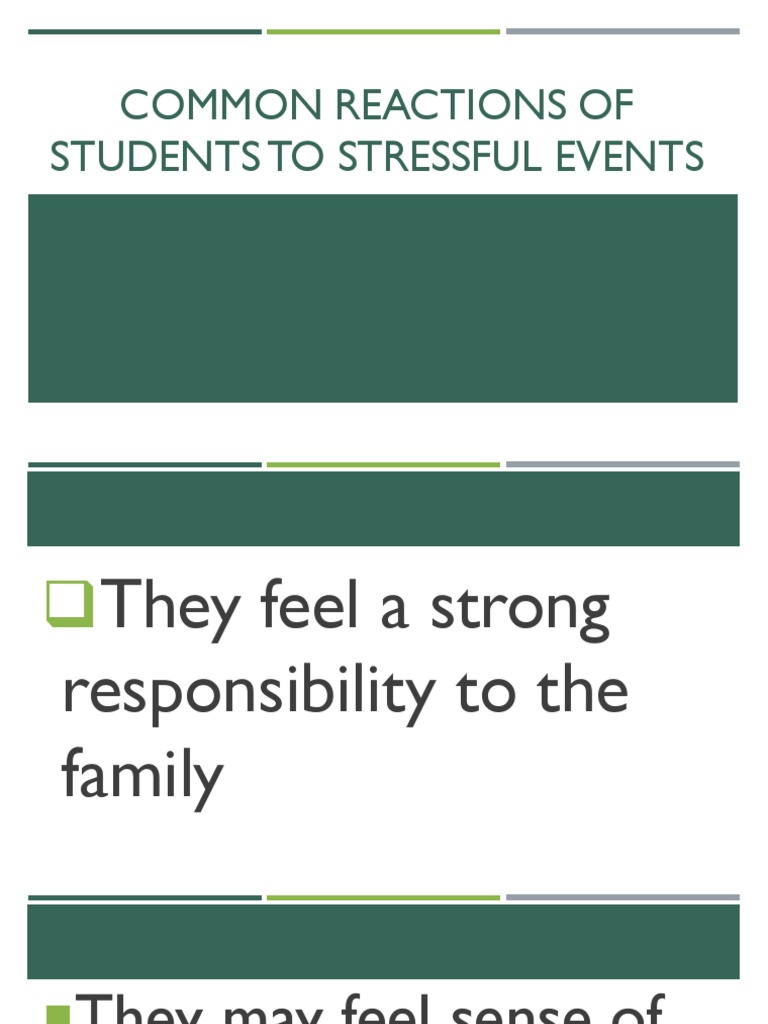 Common Reactions of Students To Stressful Events | PDF