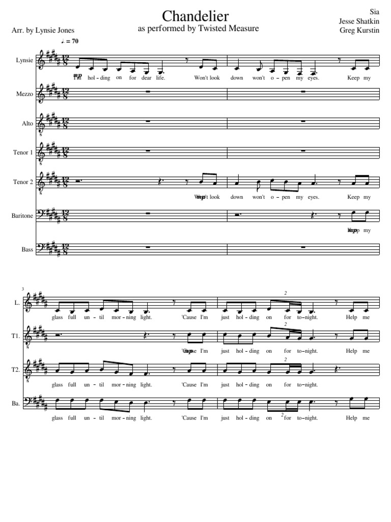 Chandelier Full Score WITH PARTS | Musicians | Vocal Music