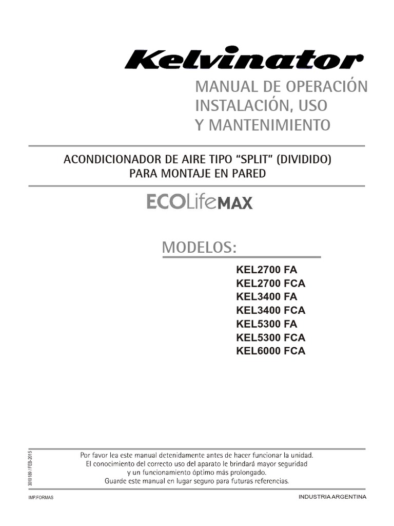 Manual Aa Kelvinator A PDF | PDF | Caldera | Temperatura